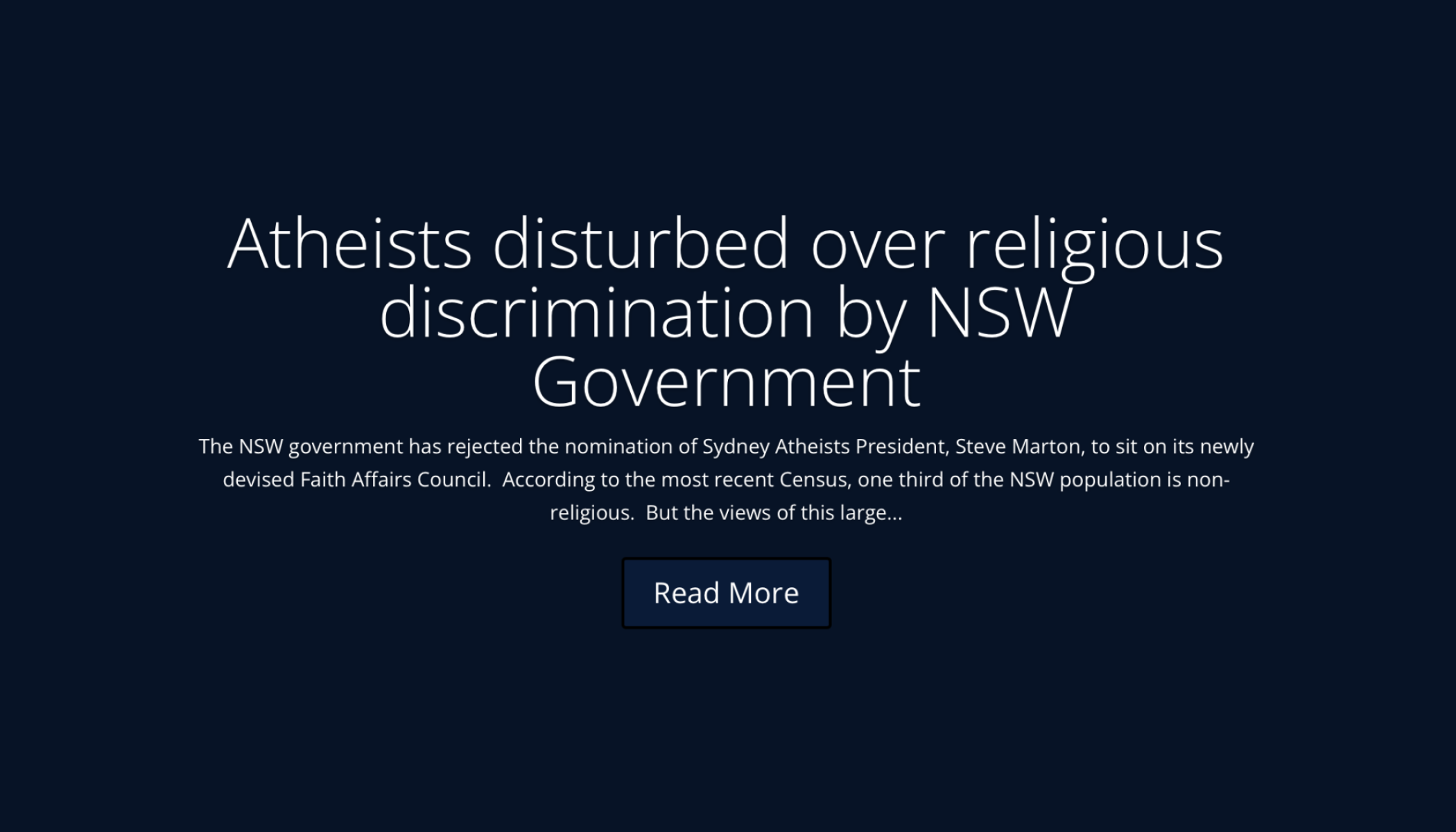 Atheists disturbed over religious discrimination by NSW Government ...